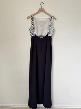 Escada | Dresses | Escada Couture Beaded Navy Maxi Gown Dress ...
